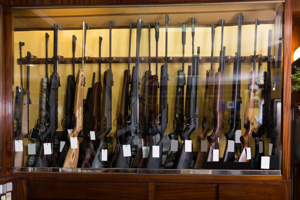 Gun store interior with rifles - Fast Charge